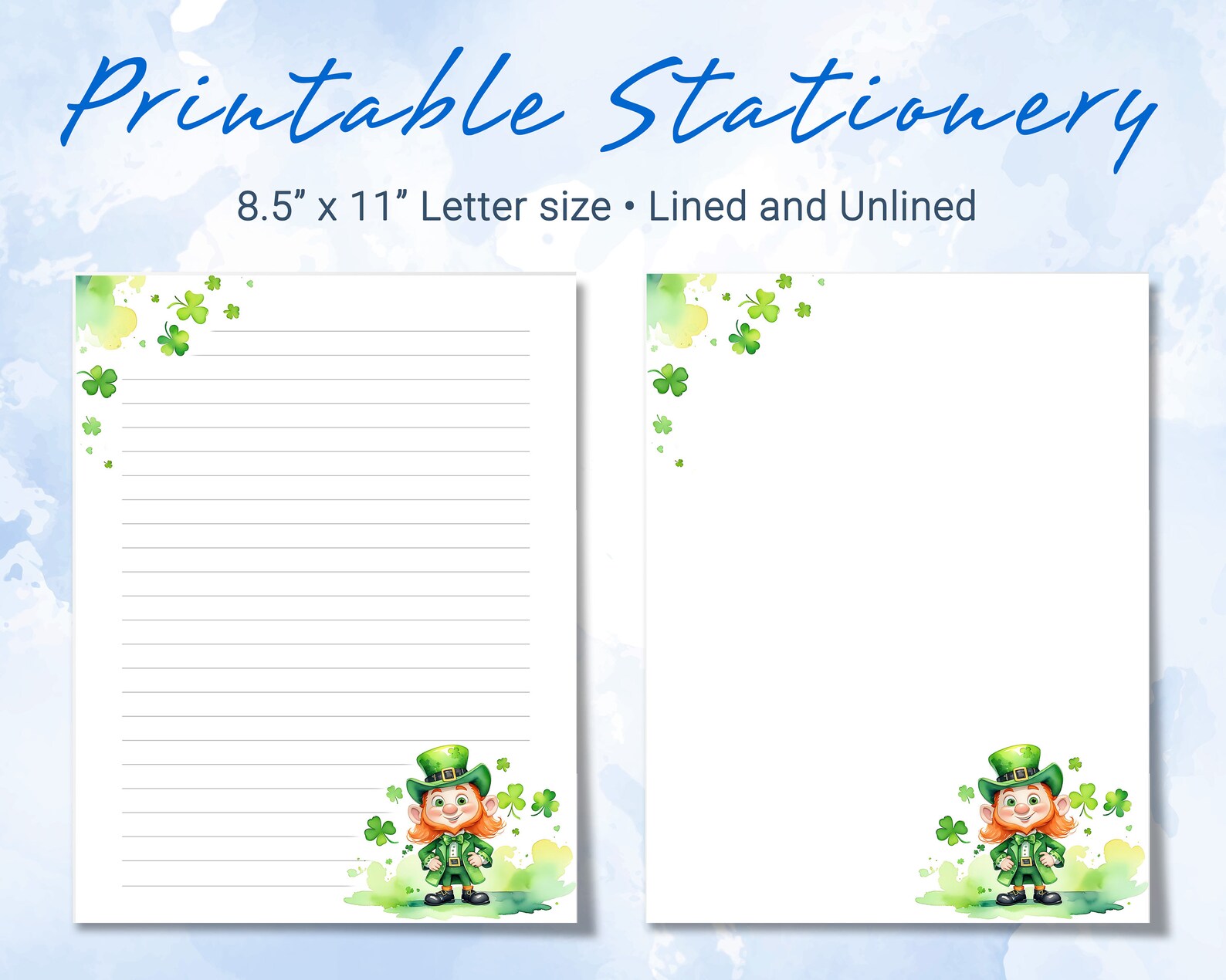 Printable Stationery Paper With St. Patrick's Day, Printable Writing ...