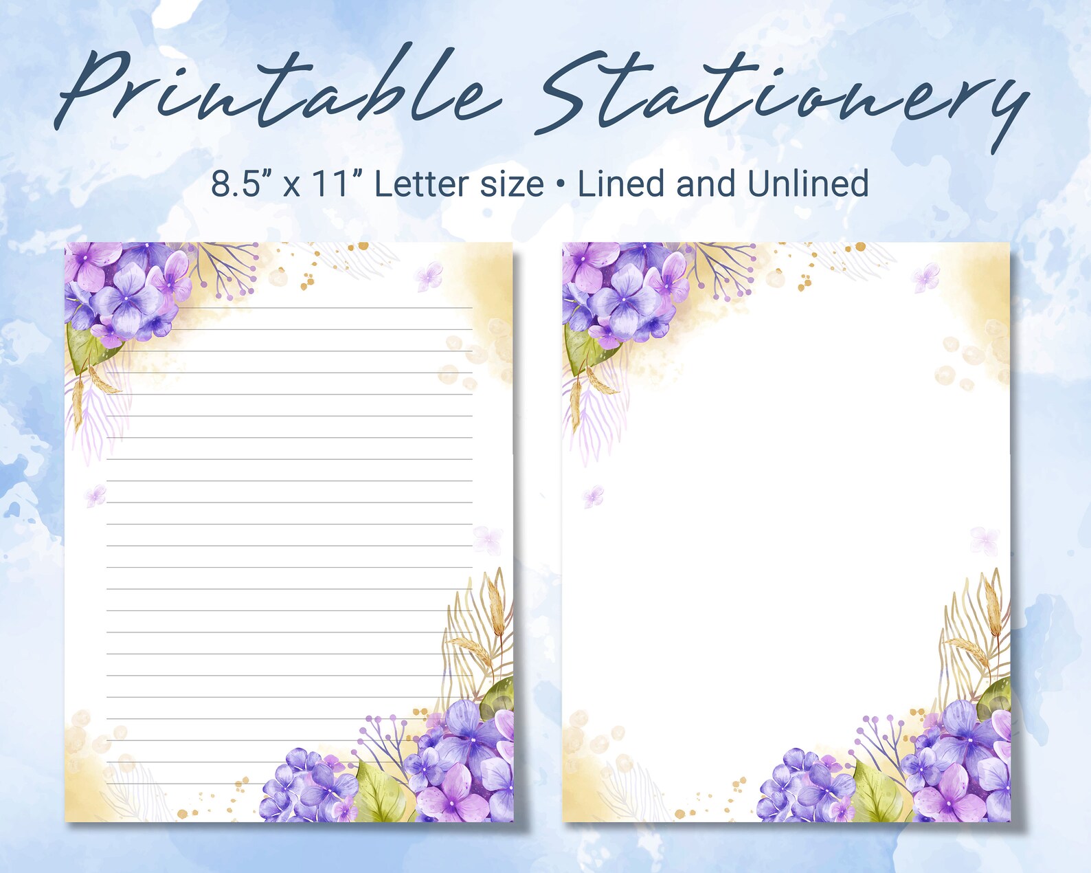 Floral Printable Stationery Lined Paper, Printable Writing Paper Wich ...