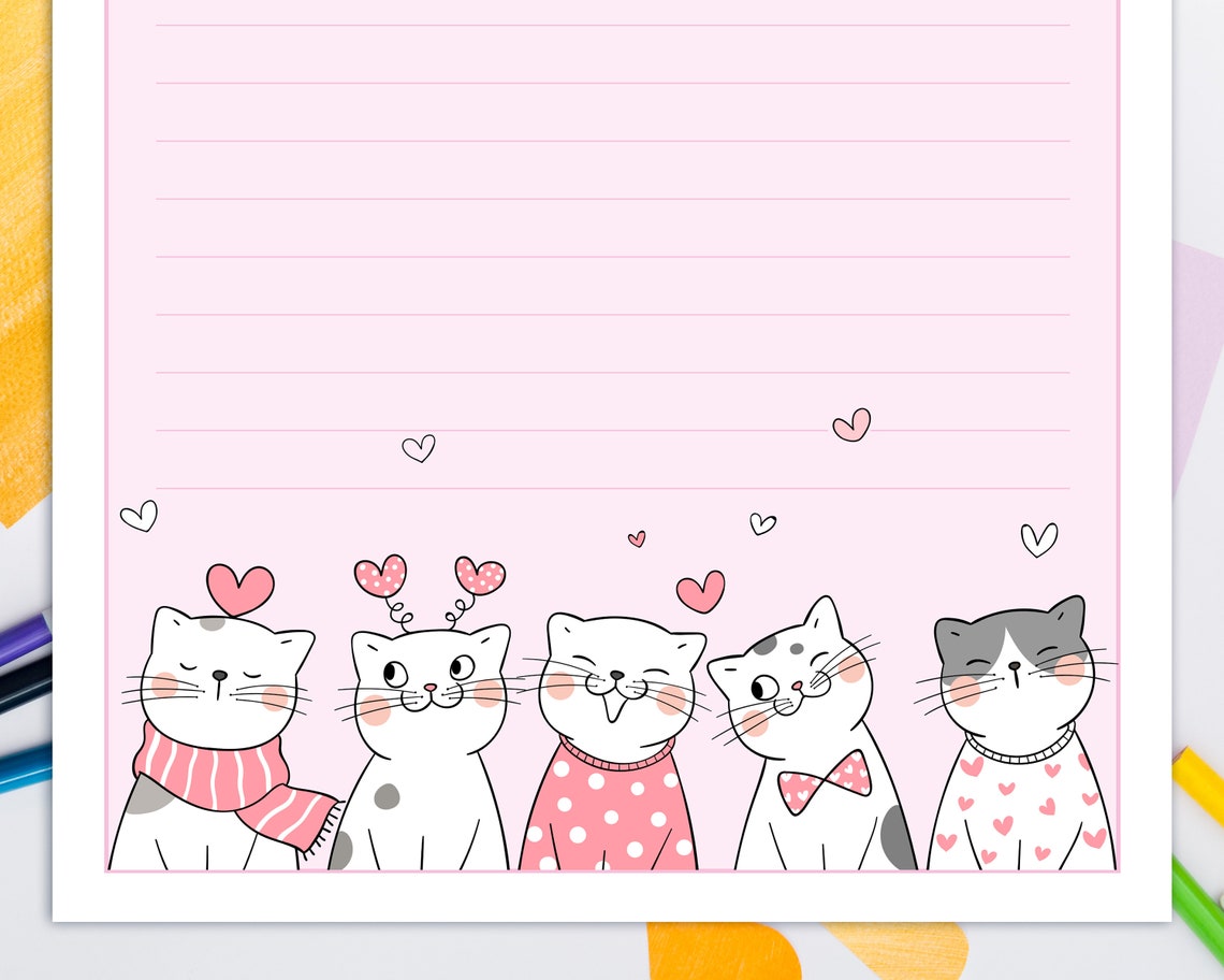 Kawaii Stationery Printable for Kids, Printable Letter Writing With ...