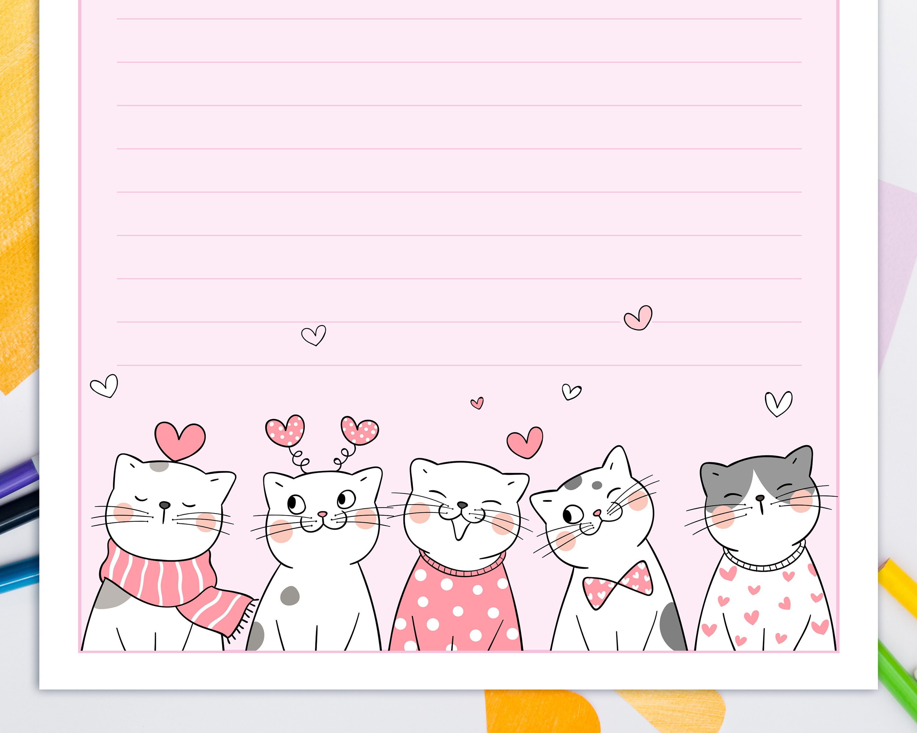 Kawaii Stationery Printable for Kids, Printable Letter Writing With ...