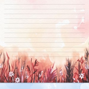 Printable Stationery Lined Paper With Garden Flowers, Printable Writing ...