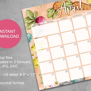 Editable April 2025 Calendar With an Easter Background, Happy Easter ...