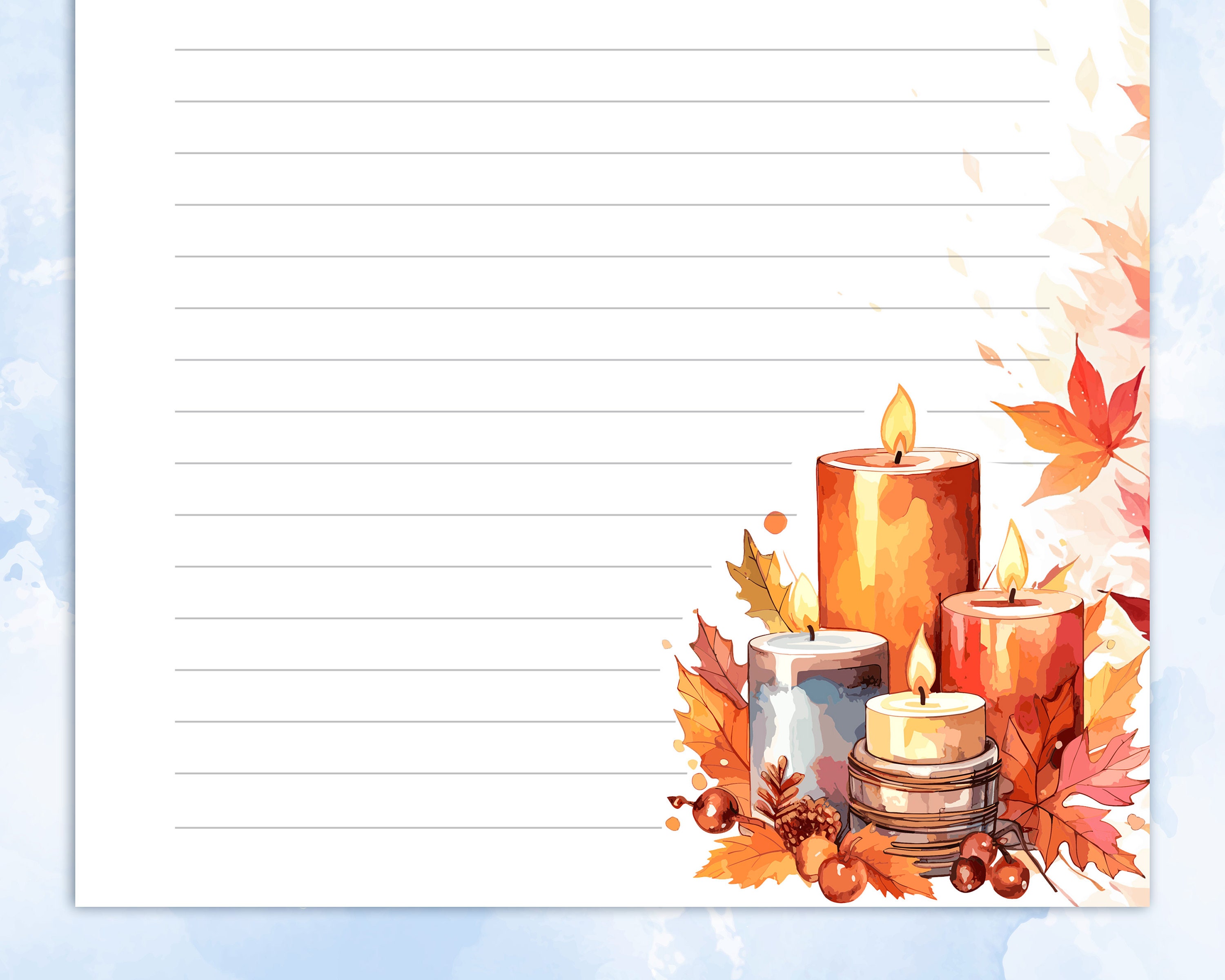 Autumn Printable Stationery, Printable Writing Paper With Fall Leaves ...