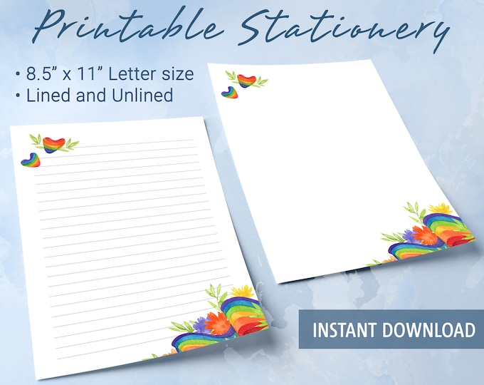 Printable Stationery Lined Paper for Pride Month, Printable Writing ...