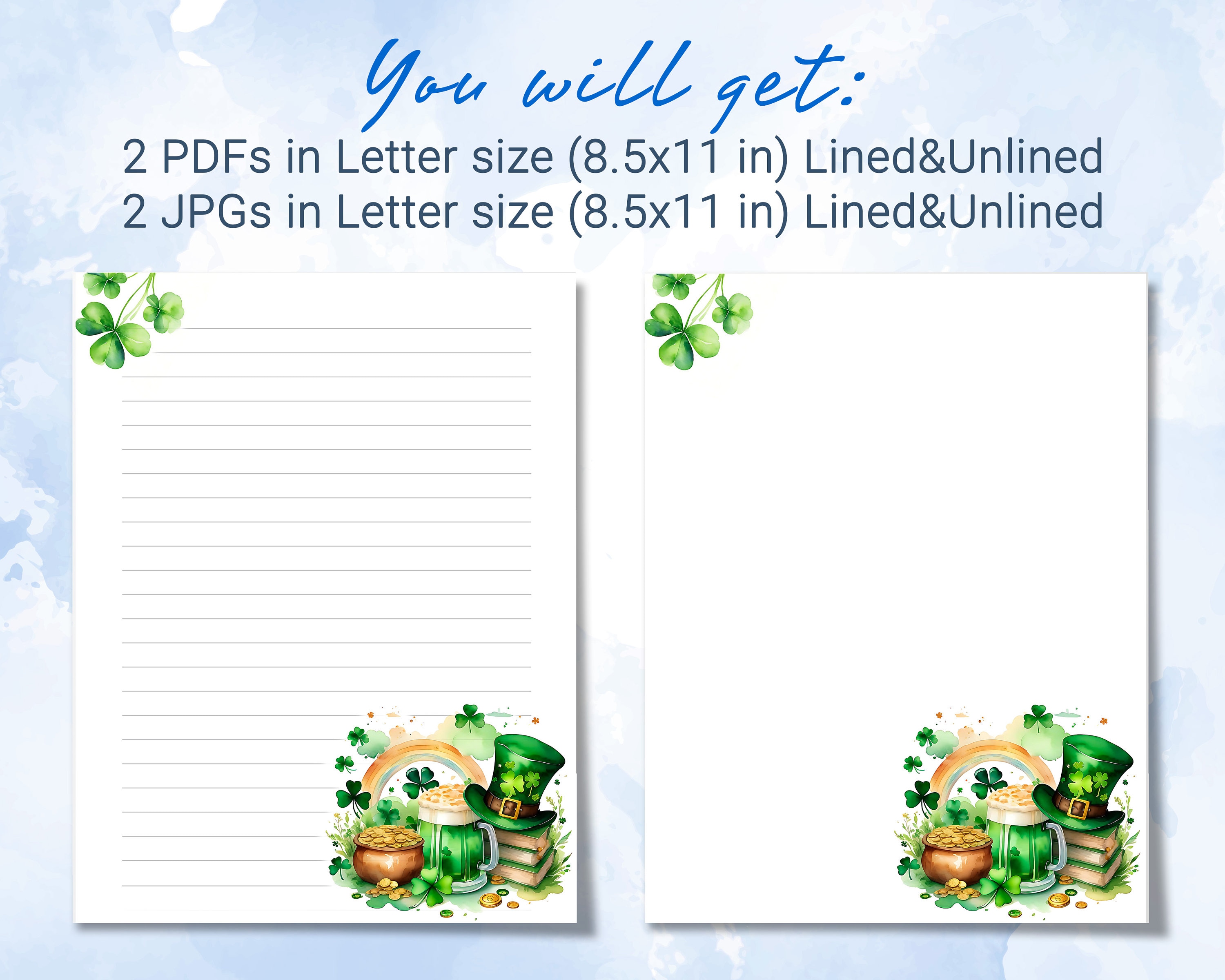 Printable Stationery Paper With St. Patrick's Day, Printable Writing ...