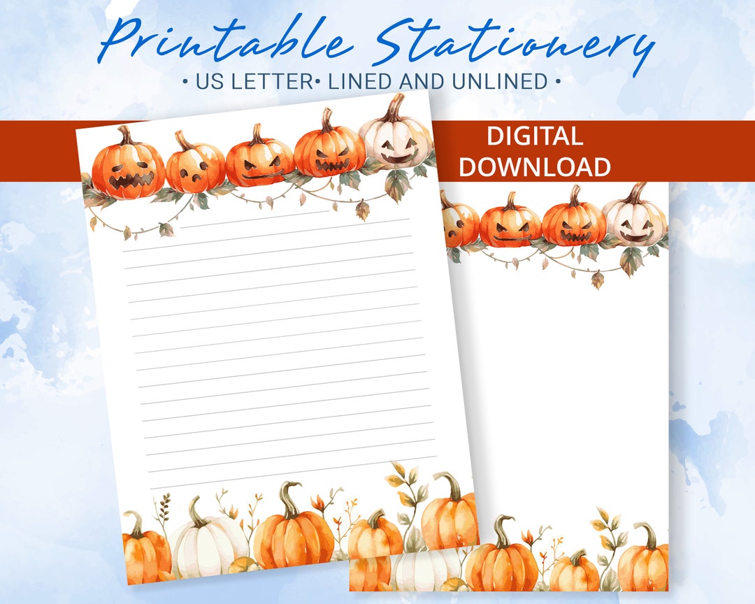 Halloween Printable Stationery, Printable Writing Paper With Autumn ...
