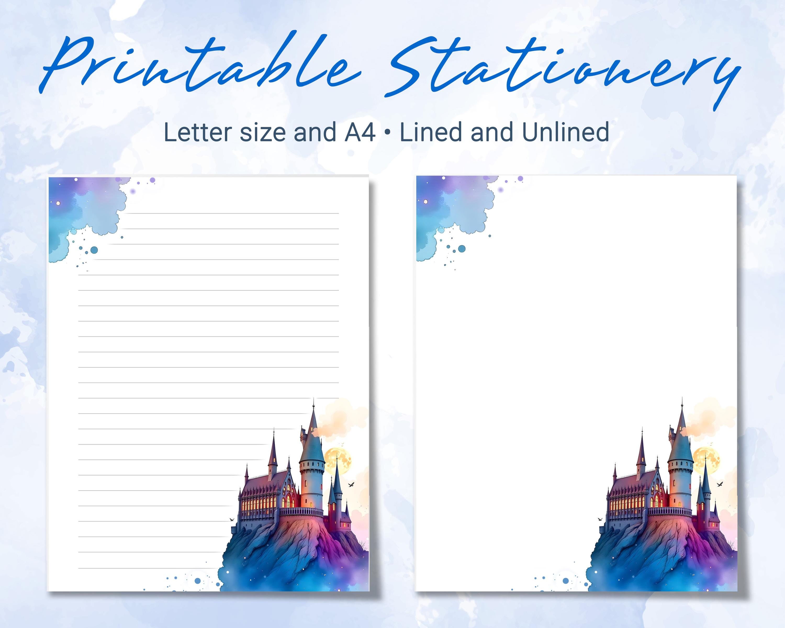 Castle Printable Stationery: Lined Writing Paper, A4 & US Letter - Etsy