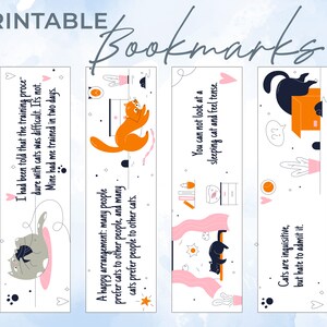 Cat Bookmarks Printable, Bookmarks With Quotes About Cats, Printable ...
