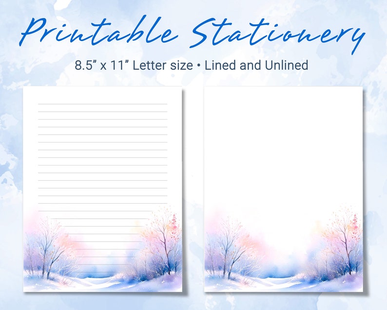 Printable Stationery Lined Paper, Printable Writing Paper With Winter ...
