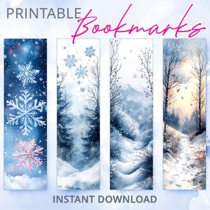 Printable Winter Bookmarks Set, Bookmarks With Winter Landscapes ...