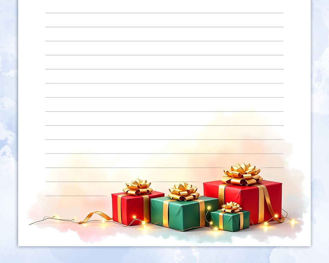 Printable Stationery Lined Paper, Letter Writing Paper With Christmas ...