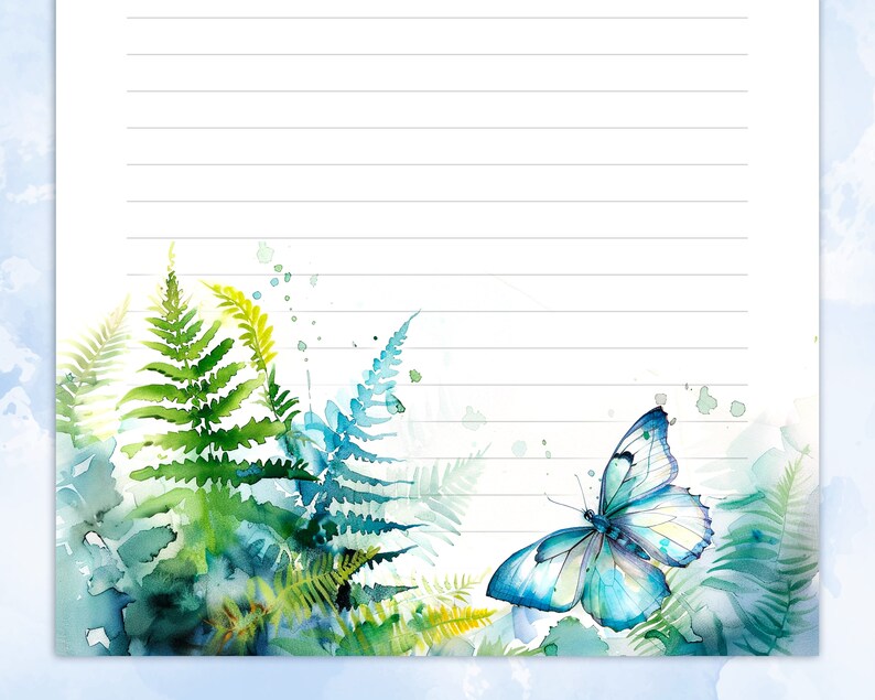 Printable Stationery Lined Paper, Letter Writing Paper With Butterfly ...