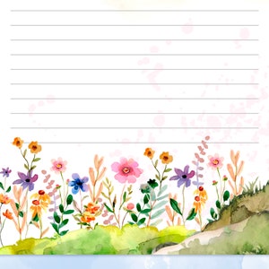 Floral Printable Stationery, Printable Writing Paper With Watercolor ...