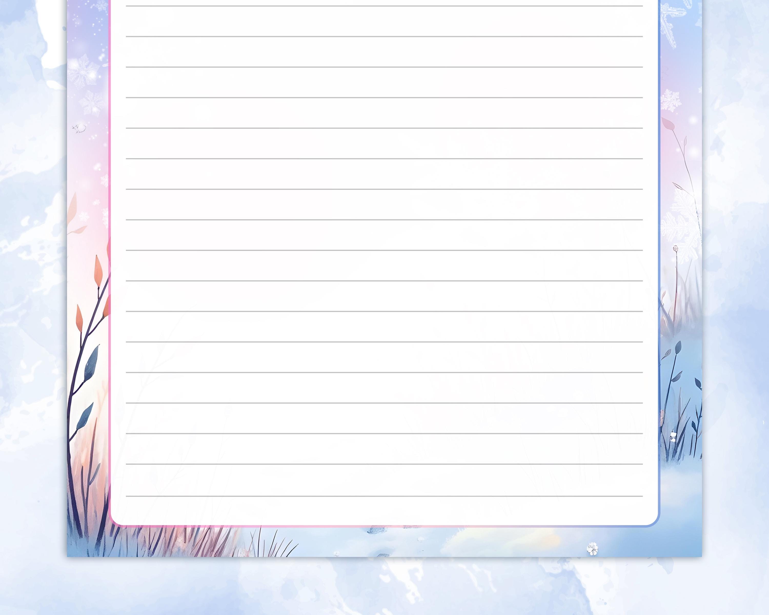 Winter Stationery Paper: Lined US Letter Writing Sheets (digital ...