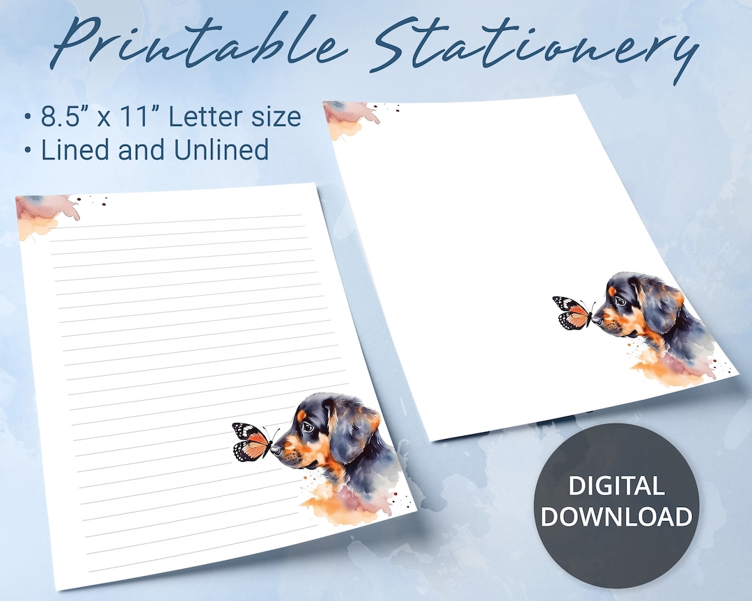 Animal Printable Stationery Lined Paper, Printable Writing Paper With ...