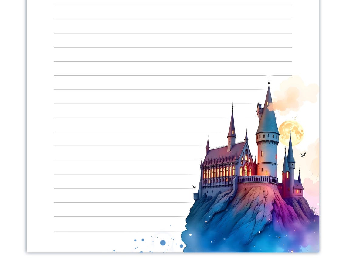 Castle Printable Stationery: Lined Writing Paper, A4 & US Letter - Etsy