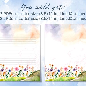 Floral Printable Stationery, Printable Writing Paper With Watercolor ...