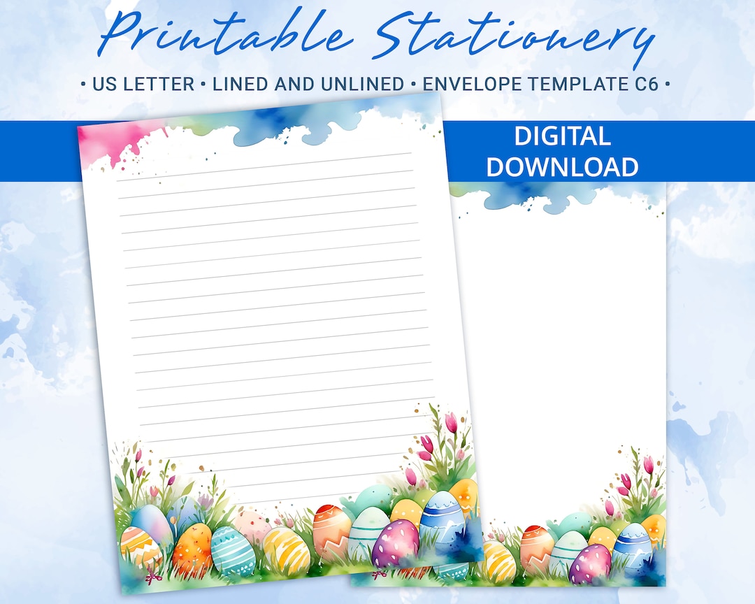 Printable Stationery Paper With an Easter Background, Happy Easter ...