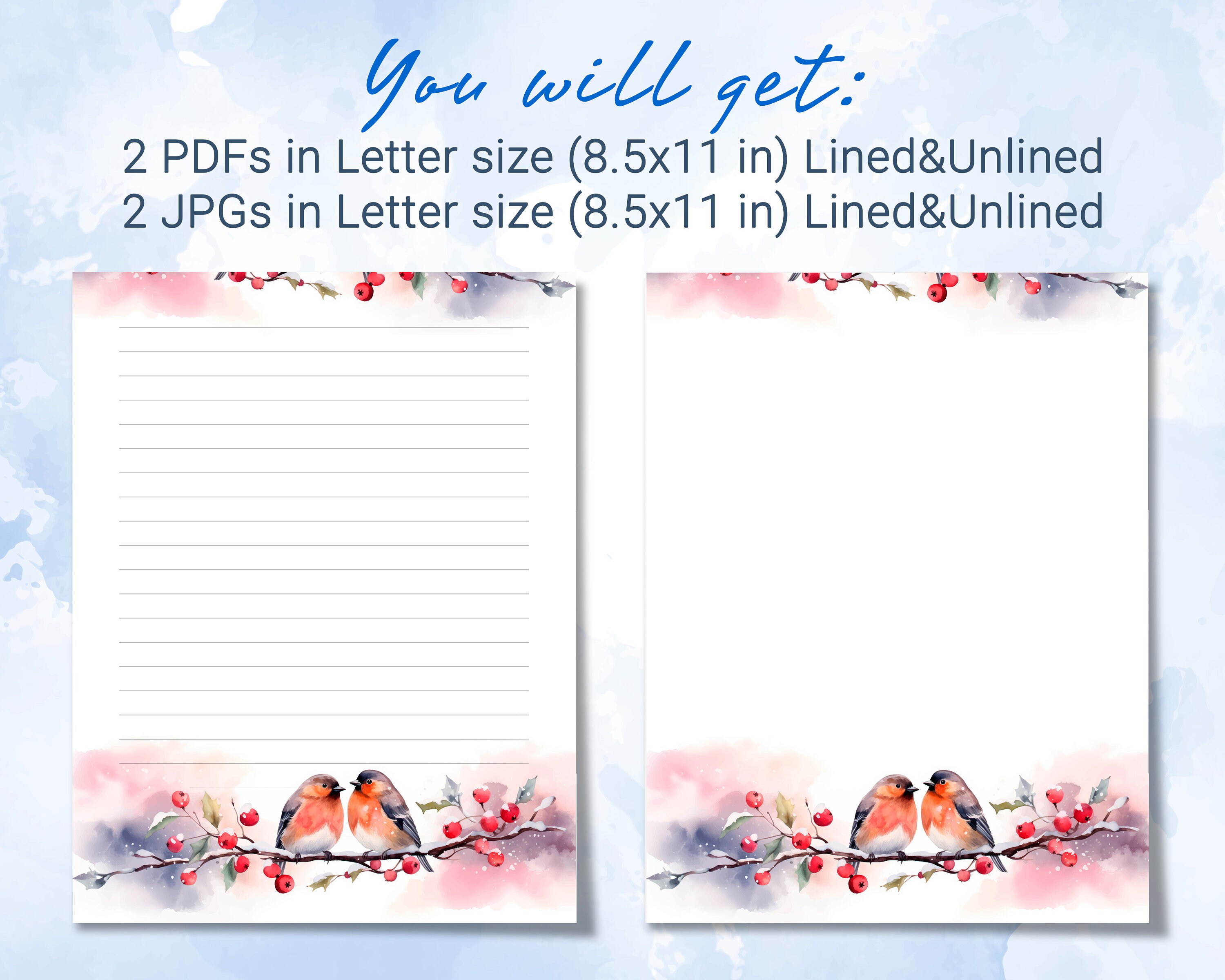 Winter Printable Stationery Printable Writing Paper With - Etsy