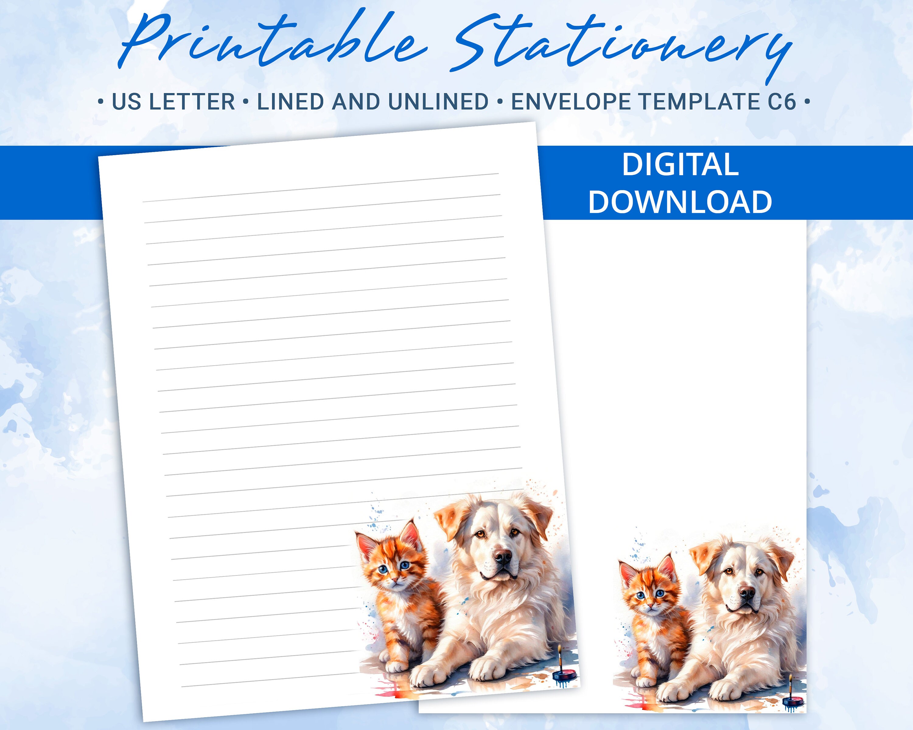Printable Stationery Lined Paper, Printable Writing Paper With Little ...