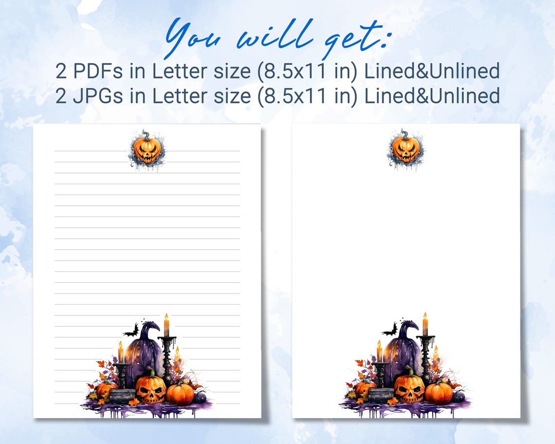 Halloween Printable Stationery, Printable Writing Paper With Watercolor ...