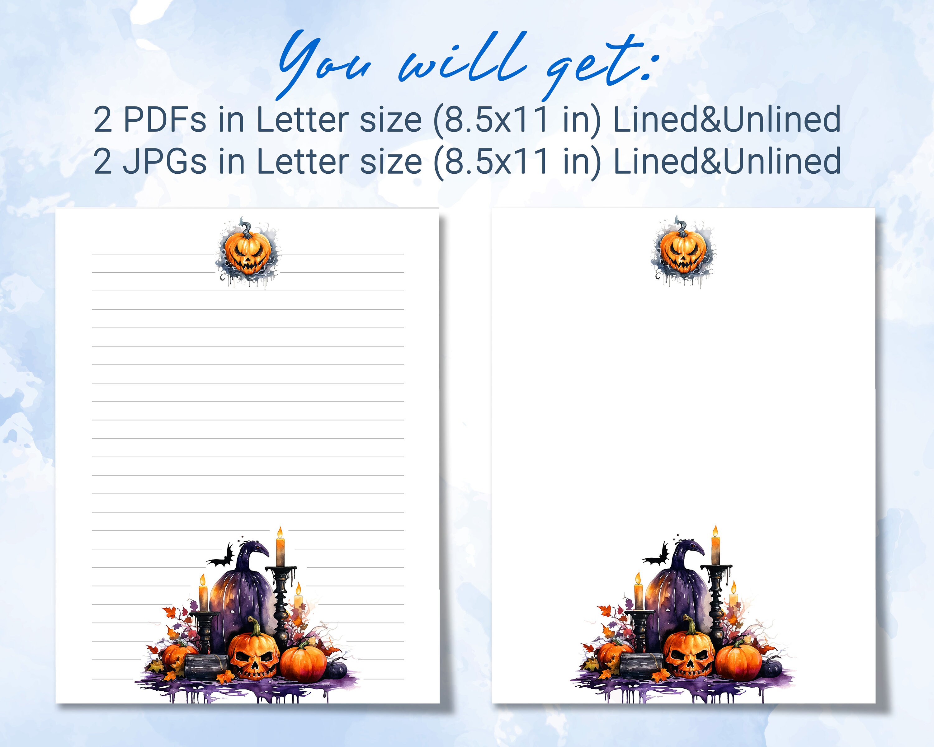 Halloween Printable Stationery, Printable Writing Paper With Watercolor ...