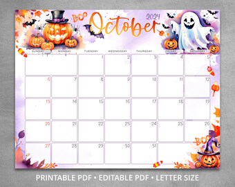 Editable October 2024 Calendar, Autumn Wall Calendar With Fall Fruits ...