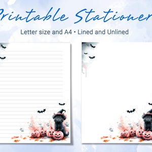 Pink Halloween Printable Stationery Lined Paper, Letter Writing Paper ...
