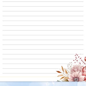 Floral Printable Stationery Lined Paper, Printable Writing Paper With ...