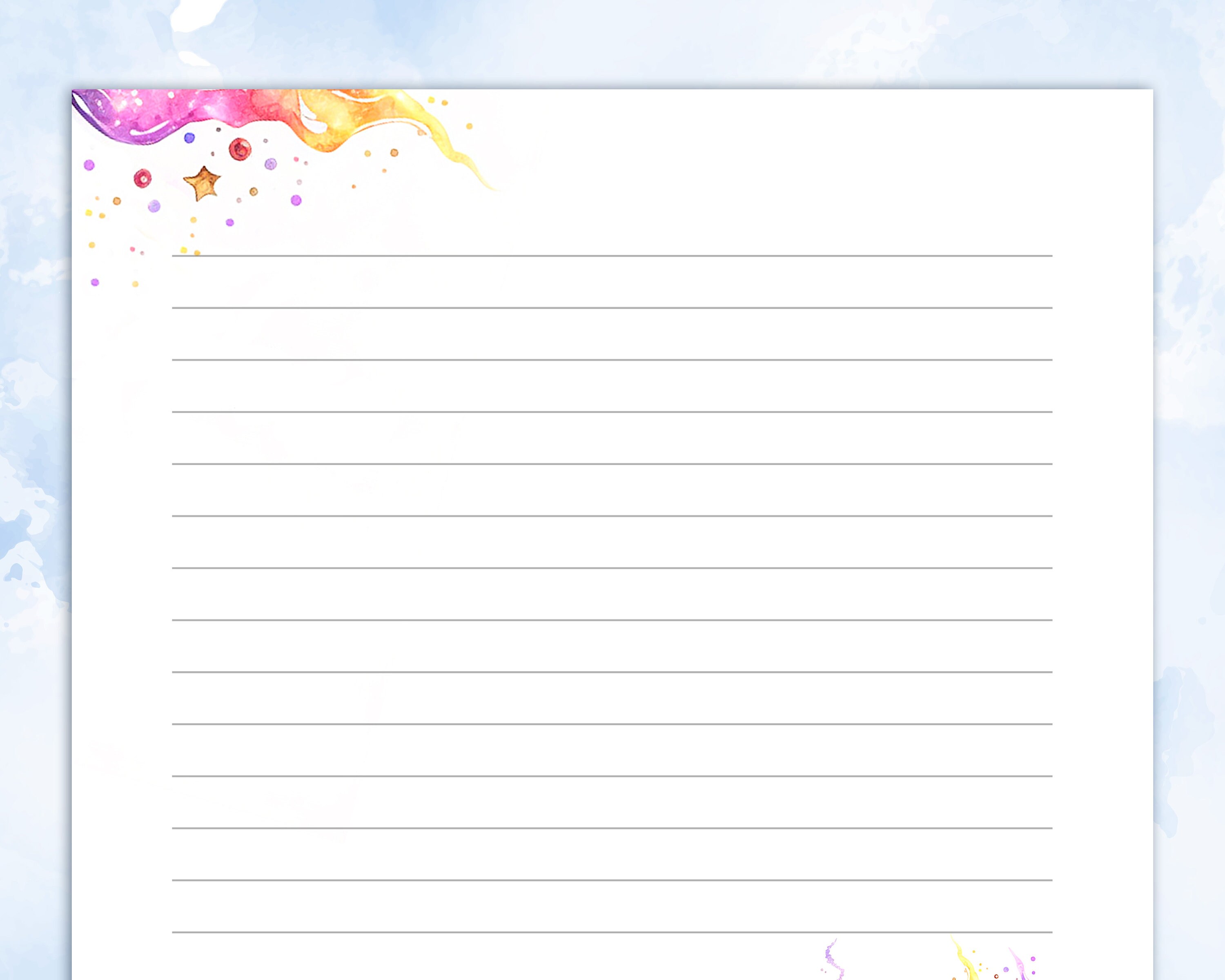 Printable Stationery Lined Paper, Printable Writing Paper With Magical ...