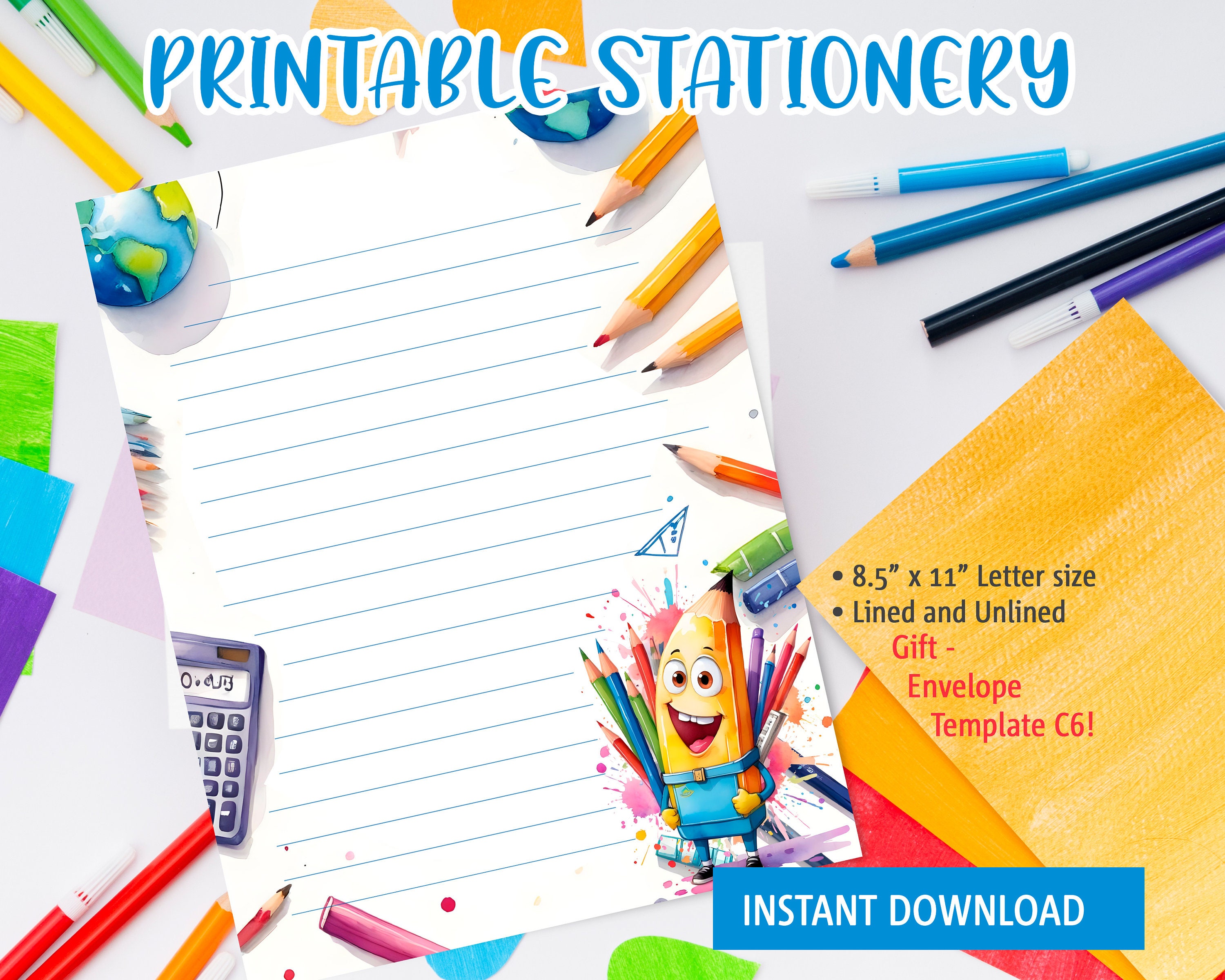 Printable Stationery for Kids, Printable Writing Paper for Back to ...