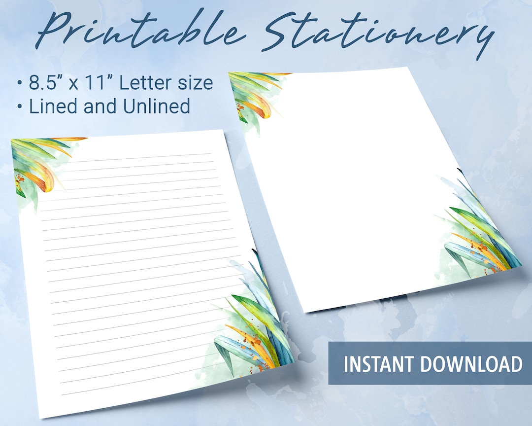 Printable Stationery Lined Paper With Nature Background, Printable ...