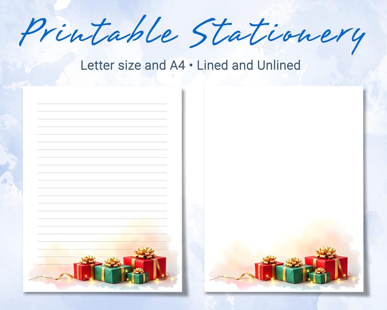 Printable Stationery Lined Paper, Letter Writing Paper With Christmas ...