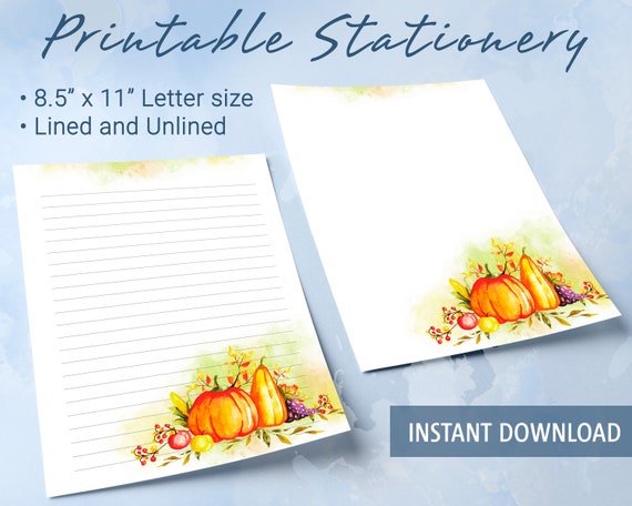 Pumpkin Printable Stationery Printable Writing Paper With - Etsy