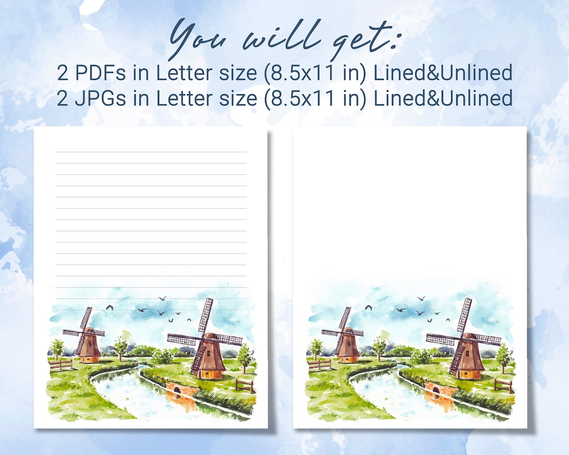 Printable Stationery of Nature Landscape, Printable Writing Paper With ...