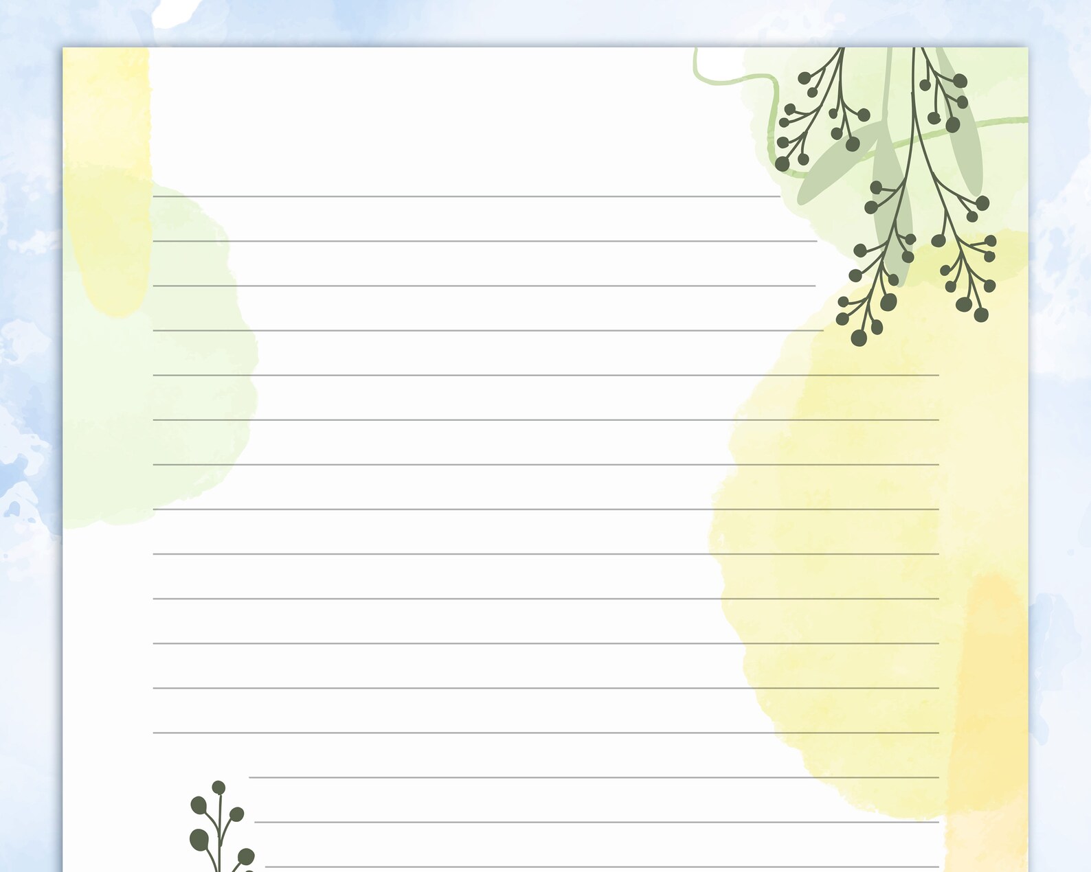 Floral Printable Stationery Lined Paper, Printable Writing Paper ...