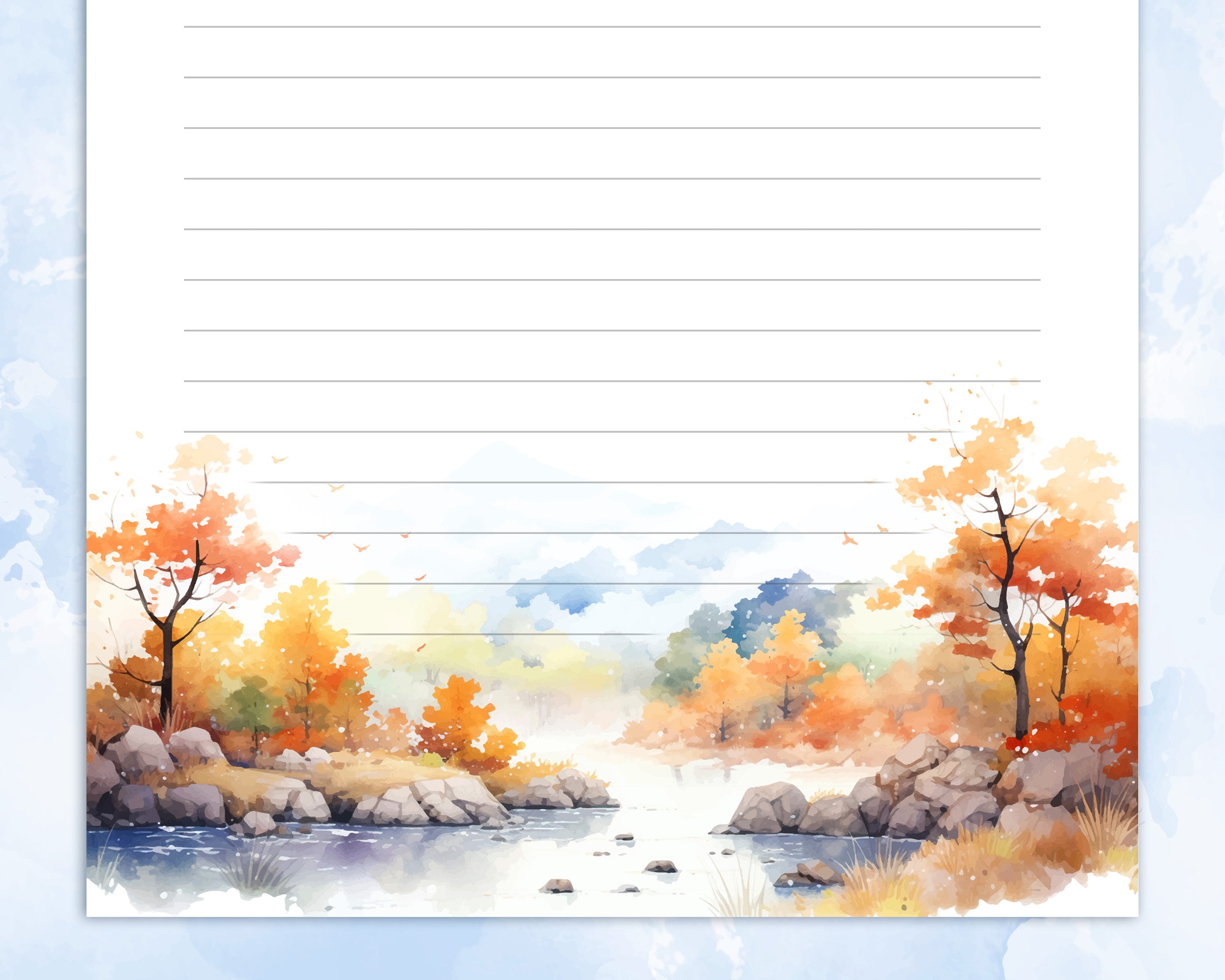 Autumn Printable Stationery, Printable Writing Paper With Autumn ...