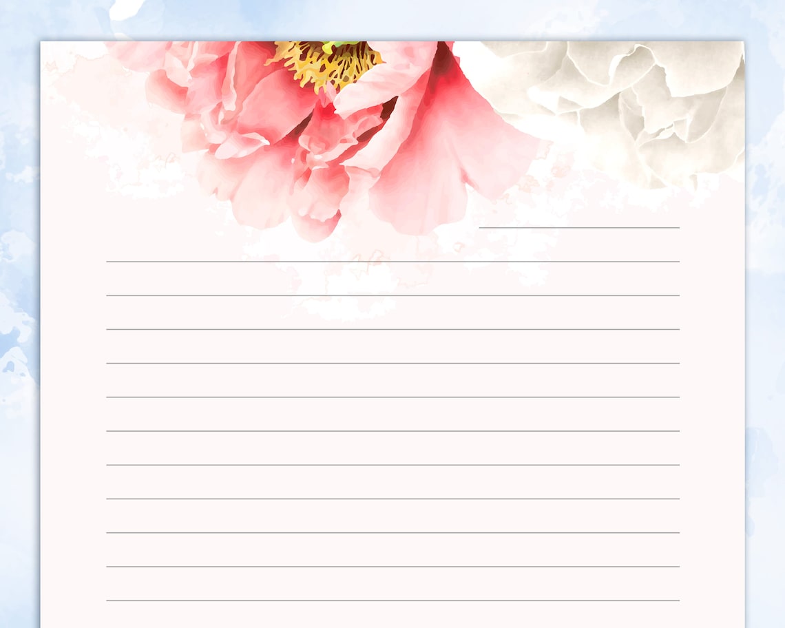 Floral Printable Stationery Lined Paper Printable Writing - Etsy