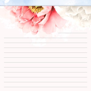 Floral Printable Stationery Lined Paper, Printable Writing Paper Wich ...