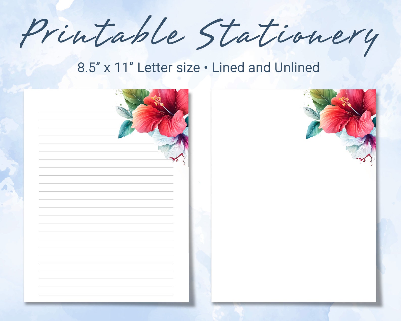 Floral Printable Stationery Printable Writing Paper With - Etsy