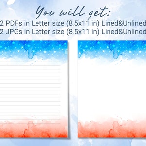 Printable Stationery Lined Paper Happy Independence Day of America ...