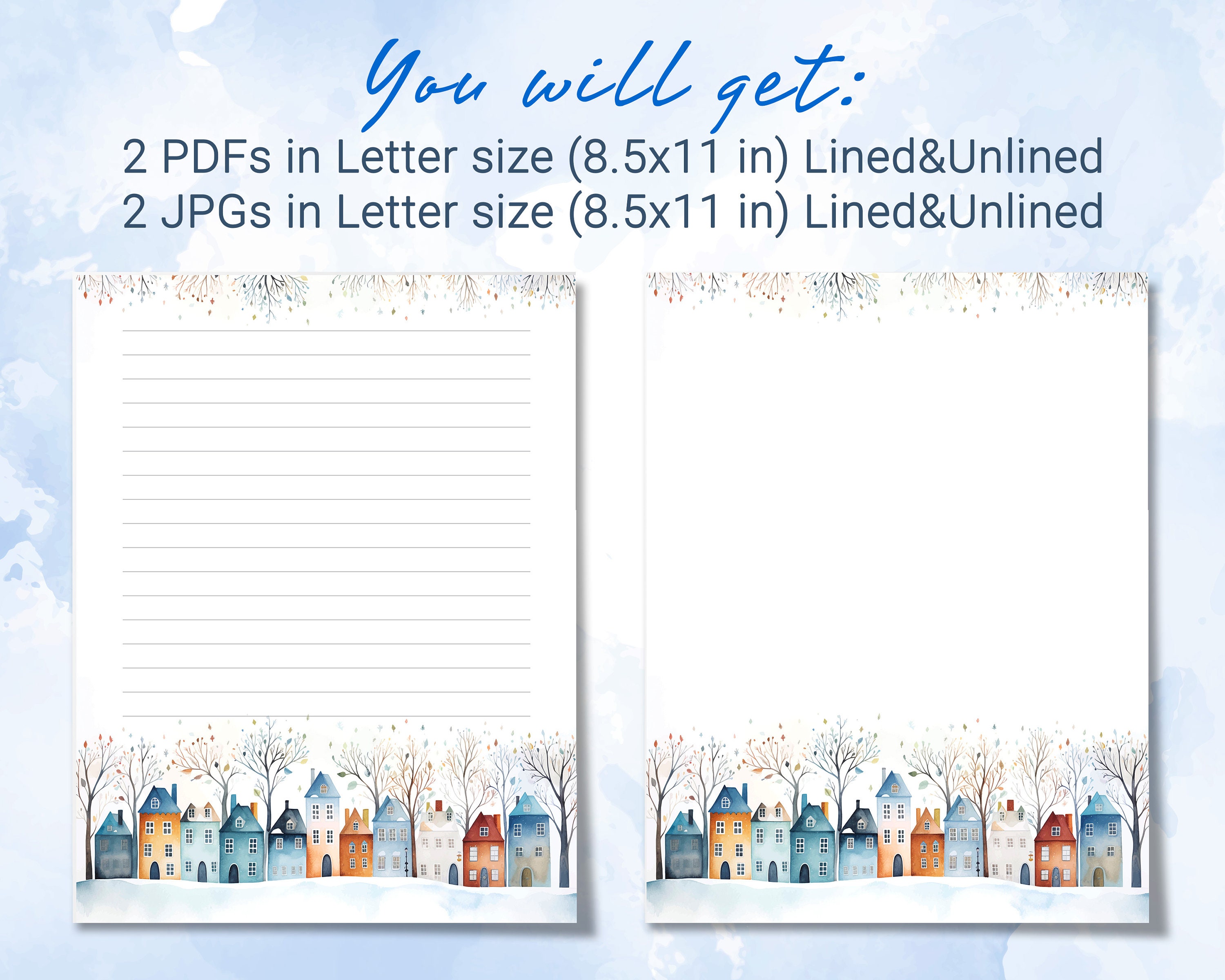 Winter Printable Stationery, Printable Writing Paper With Scandinavian ...