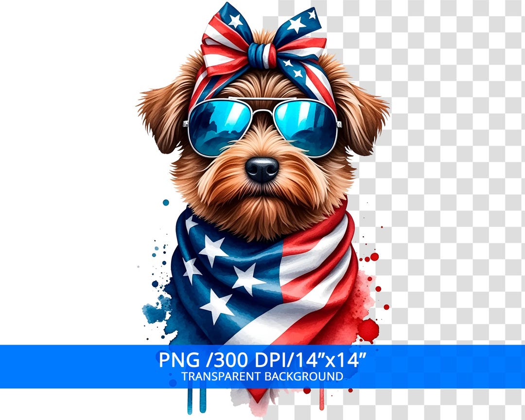 Patriotic Yorkie PNG: 4th of July Dog Clipart, Independence Day - Etsy