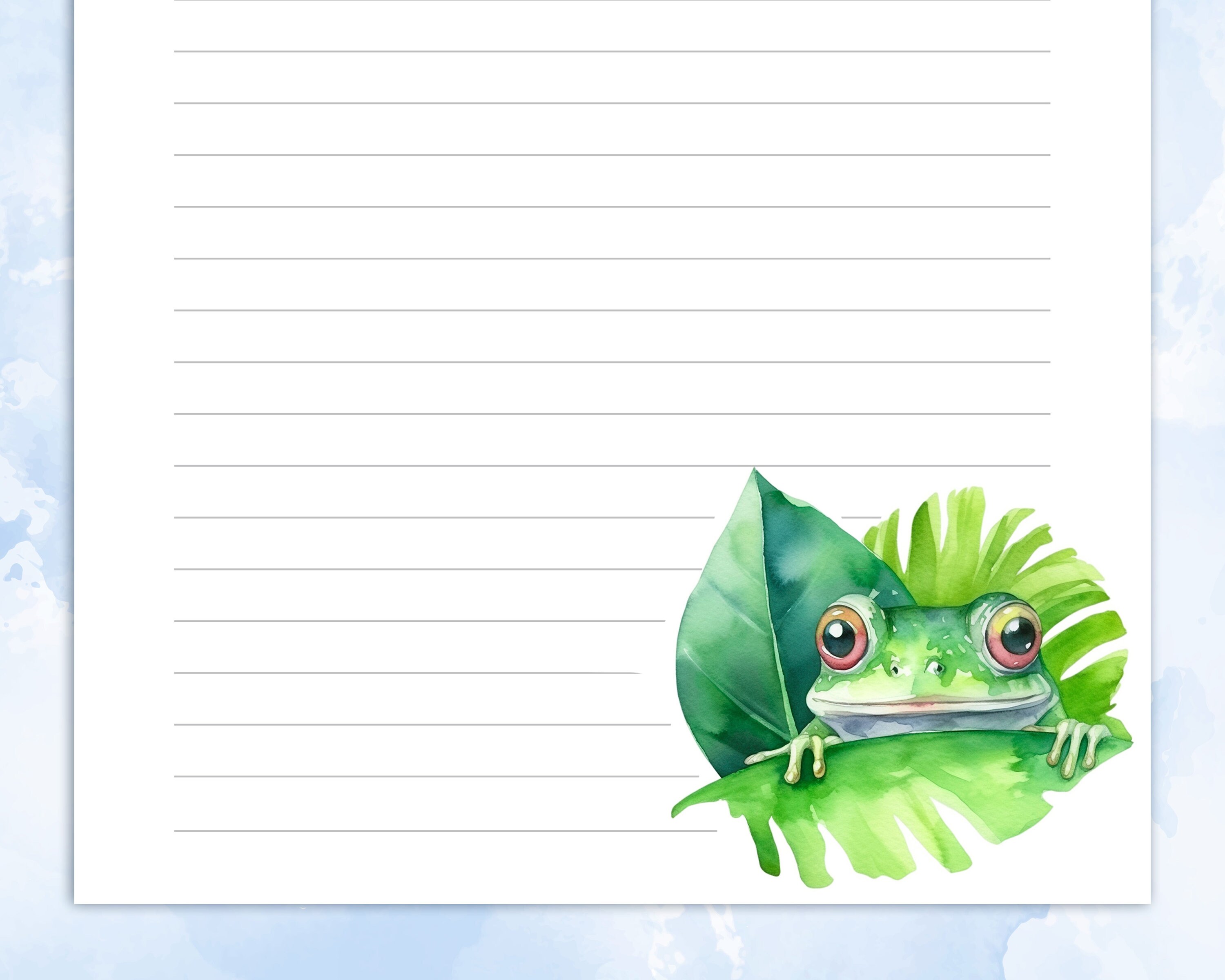 Printable Stationery Lined Paper, Printable Writing Paper With Frog in ...