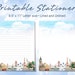 Printable Stationery Lined Paper With Set of Famous Landmark, Printable ...