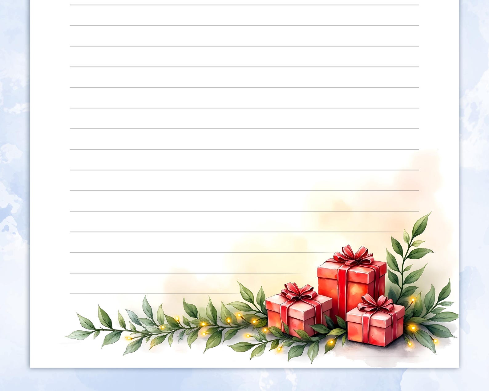 Printable Stationery Lined Paper, Letter Writing Paper With Christmas ...