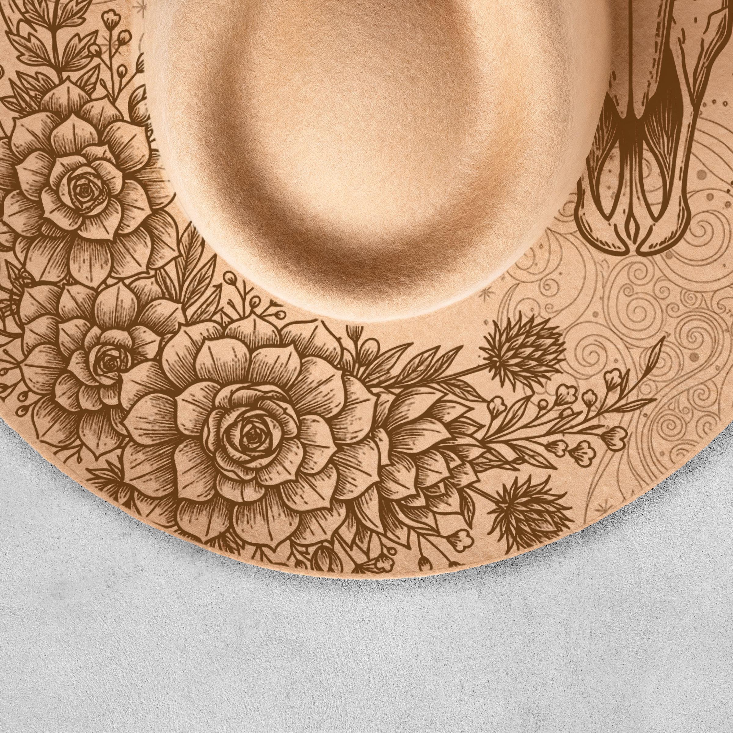 Boho Cow Skull Hat Design PNG, Mystic Laser Engraving Template ...
