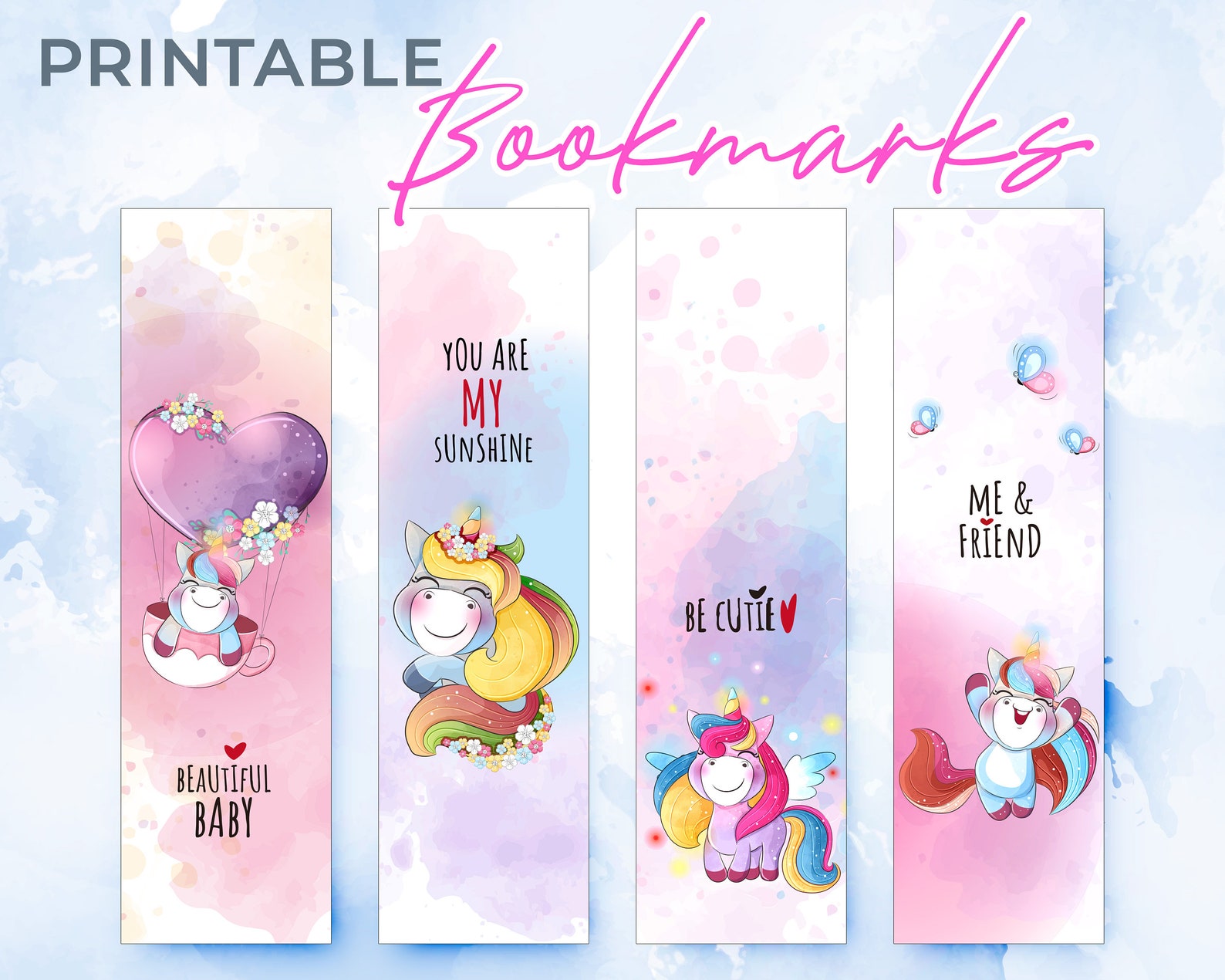 Printable Bookmarks Unicorn Bookmarks Printable Bookmarks - Etsy
