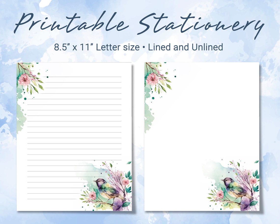 Printable Stationery, Printable Writing Paper With a Bird on a ...