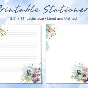 Printable Stationery, Printable Writing Paper With a Bird on a ...